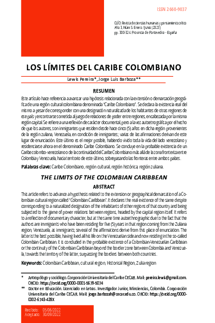 (PDF) Los límites del caribe colombiano | Lewis Pereira - Academia.edu