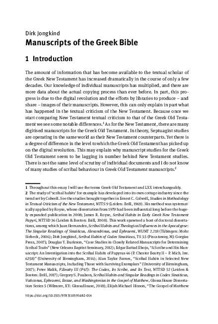 (PDF) Manuscripts of the Greek Bible