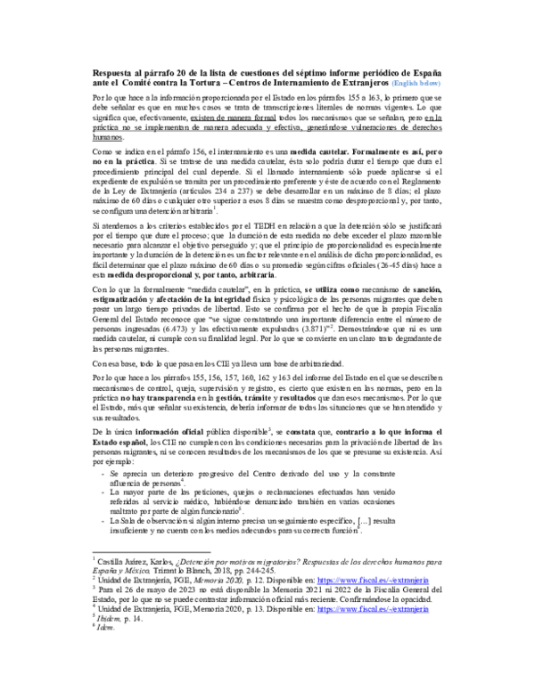 (PDF) Respuesta al párrafo 20 de la lista de cuestiones del séptimo informe periódico de España ...