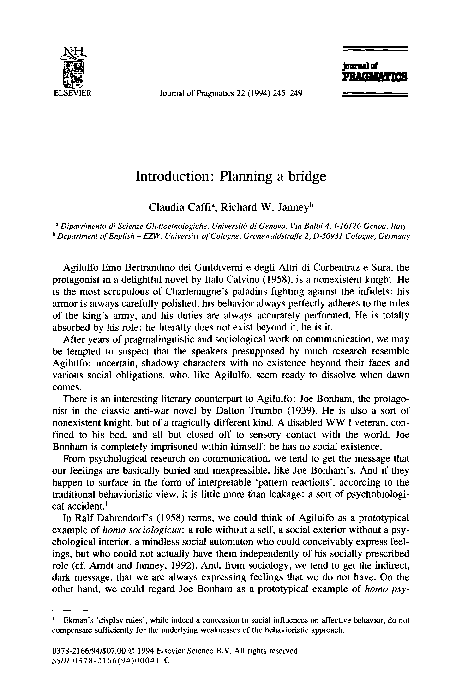 (PDF) Introduction: Planning a bridge