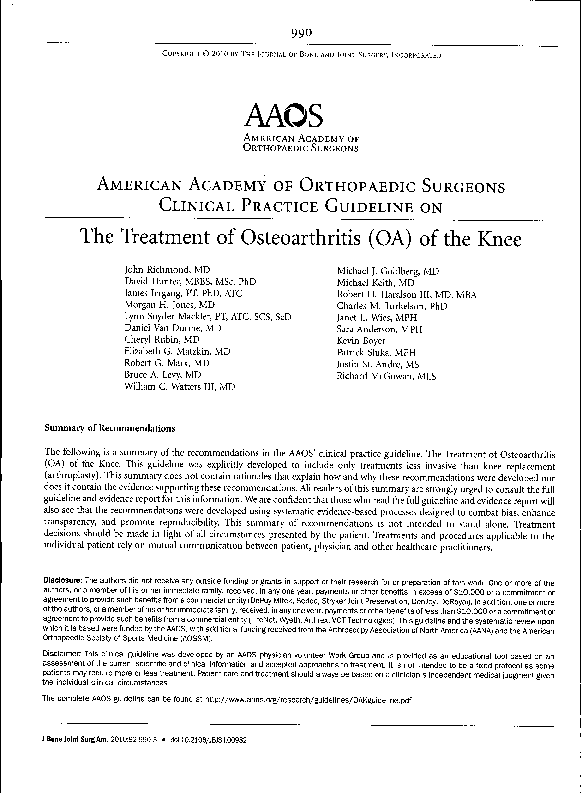 (PDF) American Academy of Orthopaedic Surgeons Clinical Practice Guideline on