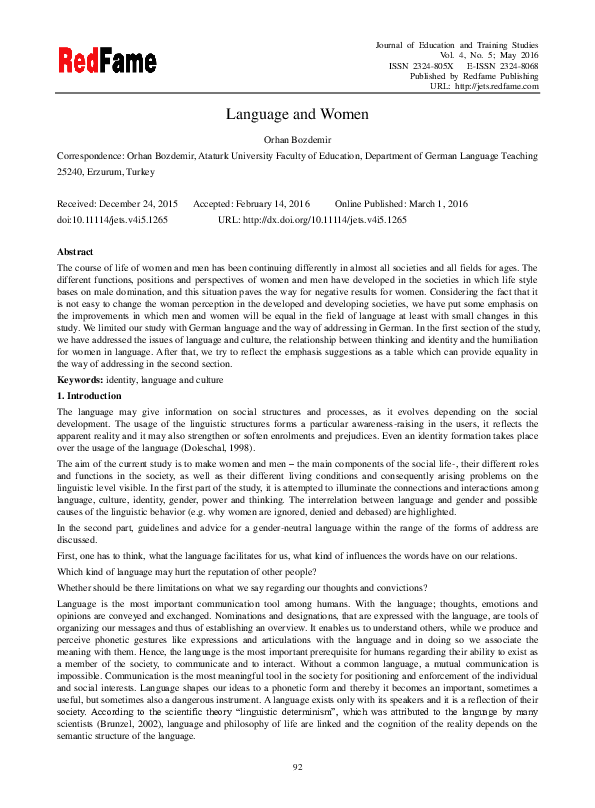 (PDF) Language and Women