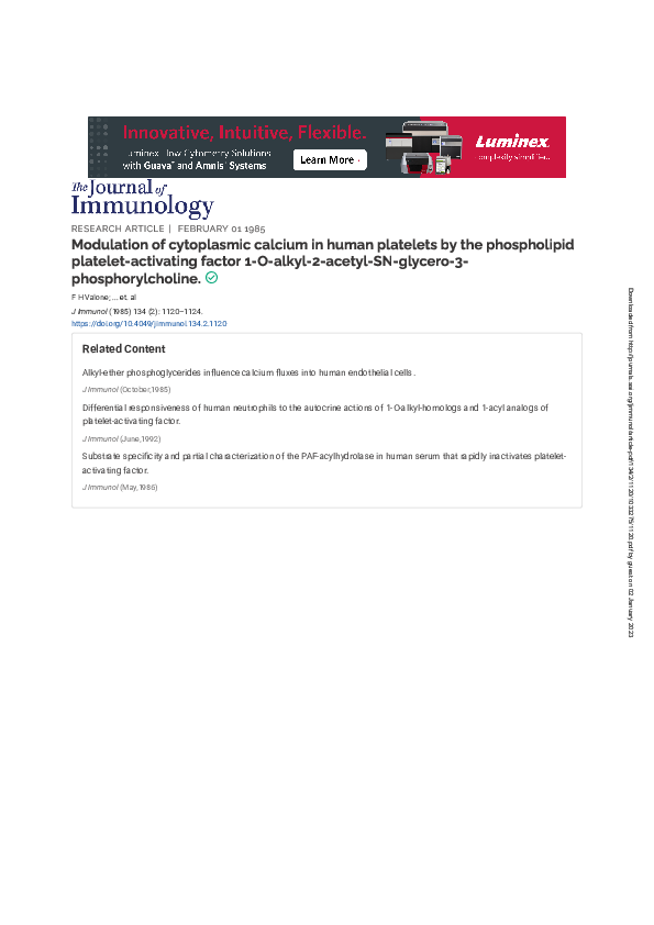 (PDF) Modulation of cytoplasmic calcium in human platelets by the ...