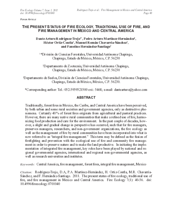 (PDF) The Present Status of Fire Ecology, Traditional Use of Fire, and ...
