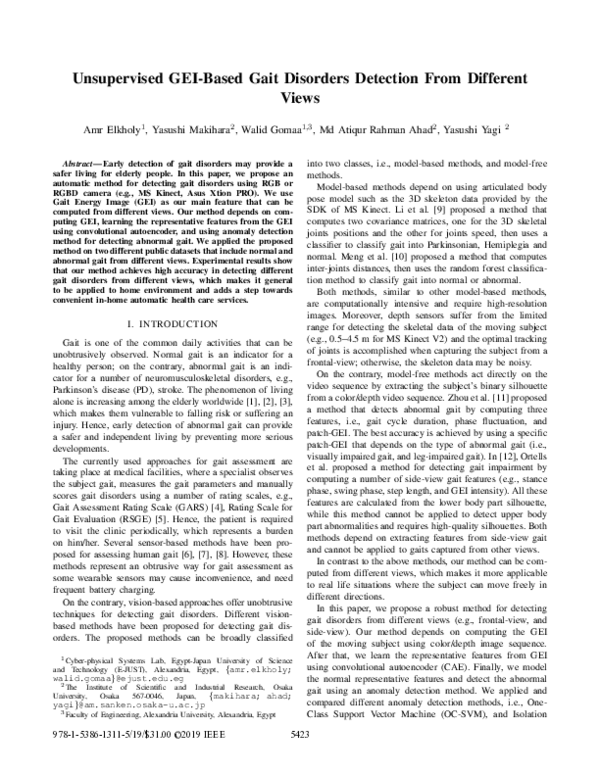 Pdf Unsupervised Gei Based Gait Disorders Detection From Different Views