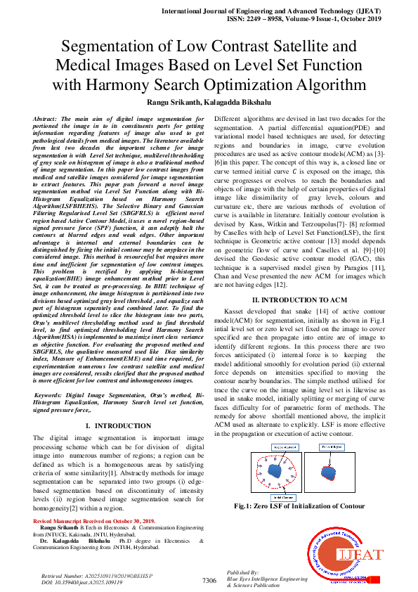 (PDF) Segmentation of Low Contrast Satellite and Medical Image s Based on Level Set Function ...