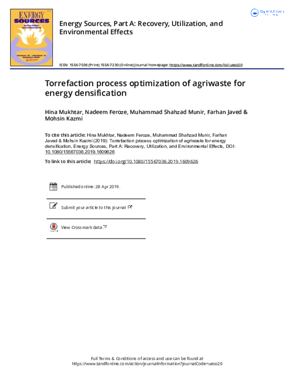 (PDF) Torrefaction process optimization of agriwaste for energy densification