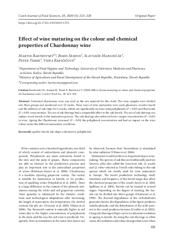 (PDF) Effect of wine maturing on the colour and chemical properties of ...