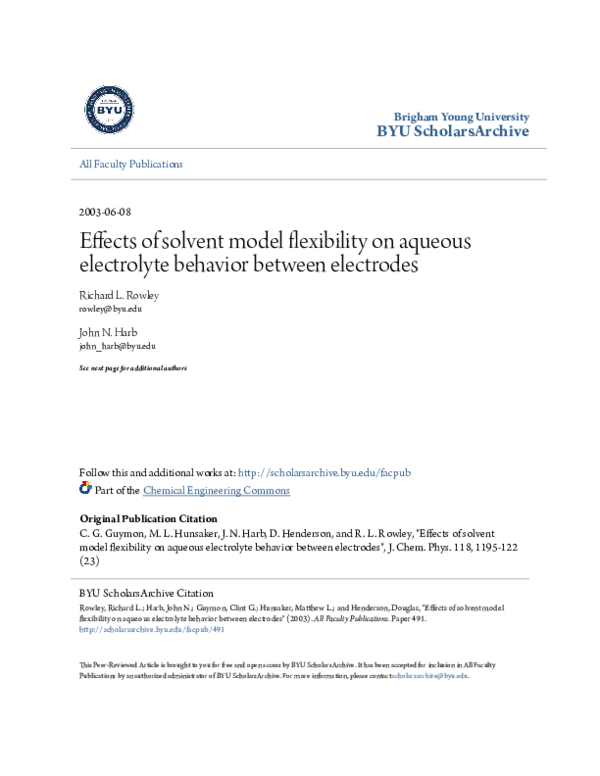 Pdf Effects Of Solvent Model Flexibility On Aqueous Electrolyte