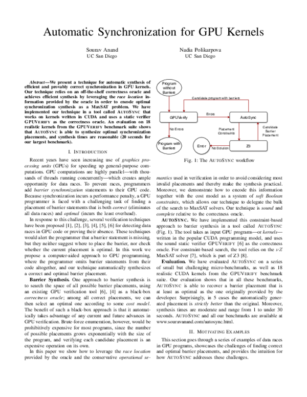 (PDF) Automatic Synchronization for GPU Kernels