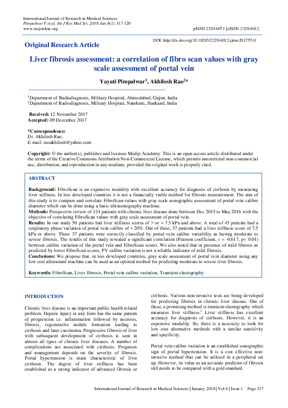 (PDF) Liver fibrosis assessment: a correlation of fibro scan values ...