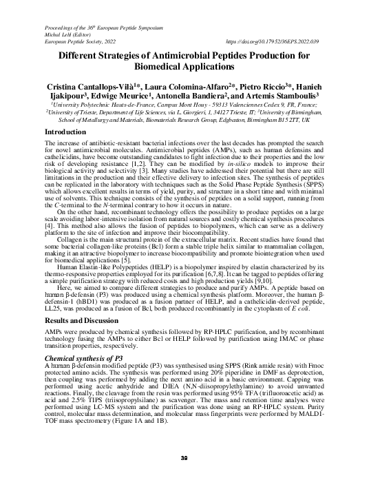 (PDF) Different Strategies of Antimicrobial Peptides Production for Biomedical Applications
