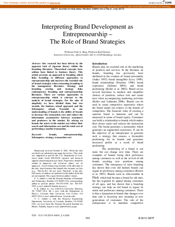 (PDF) Interpreting Brand Development as Entrepreneurship : The Role of ...