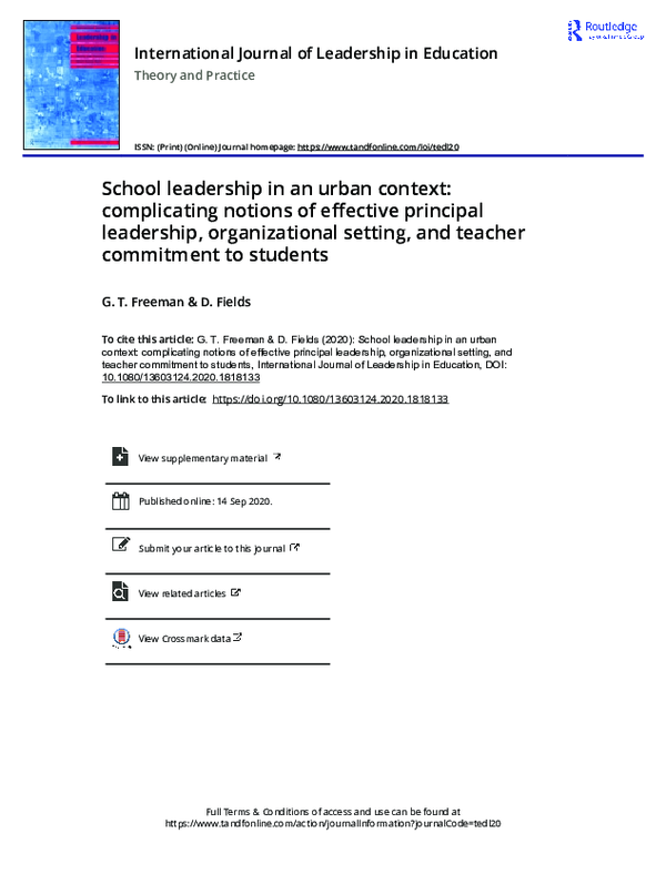 (PDF) School leadership in an urban context: complicating notions of ...