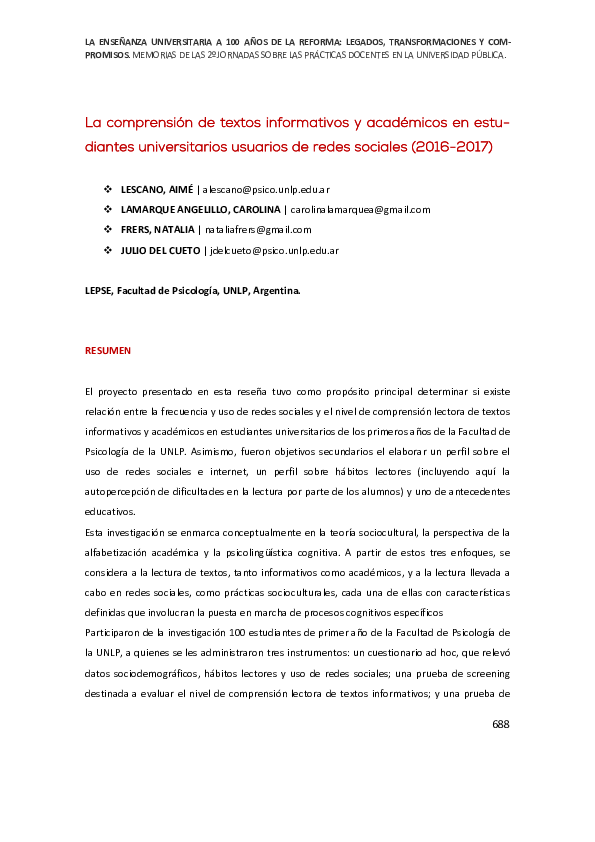 (PDF) La comprensión de textos informativos y académicos en estudiantes ...