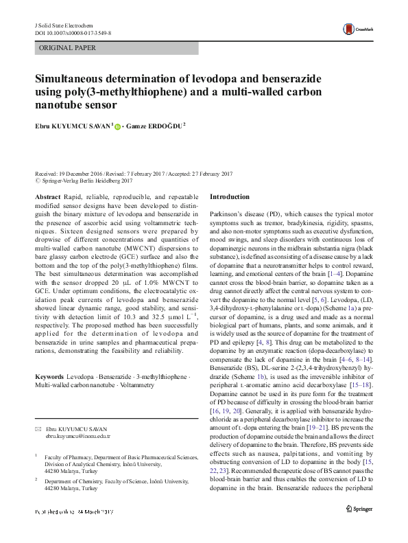 (PDF) Simultaneous determination of levodopa and benserazide by stopped-flow injection analysis ...