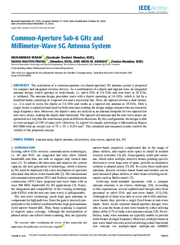 (PDF) Common-Aperture Sub-6 GHz and Millimeter-Wave 5G Antenna System