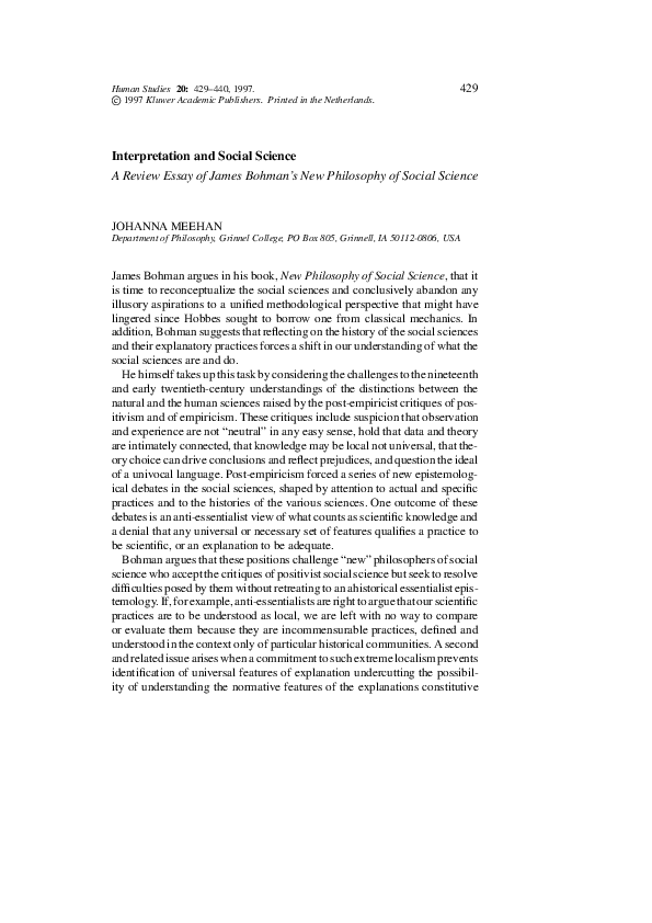(PDF) Interpretation and Social Science