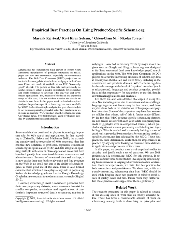 (PDF) Empirical Best Practices On Using Product-Specific Schema.org