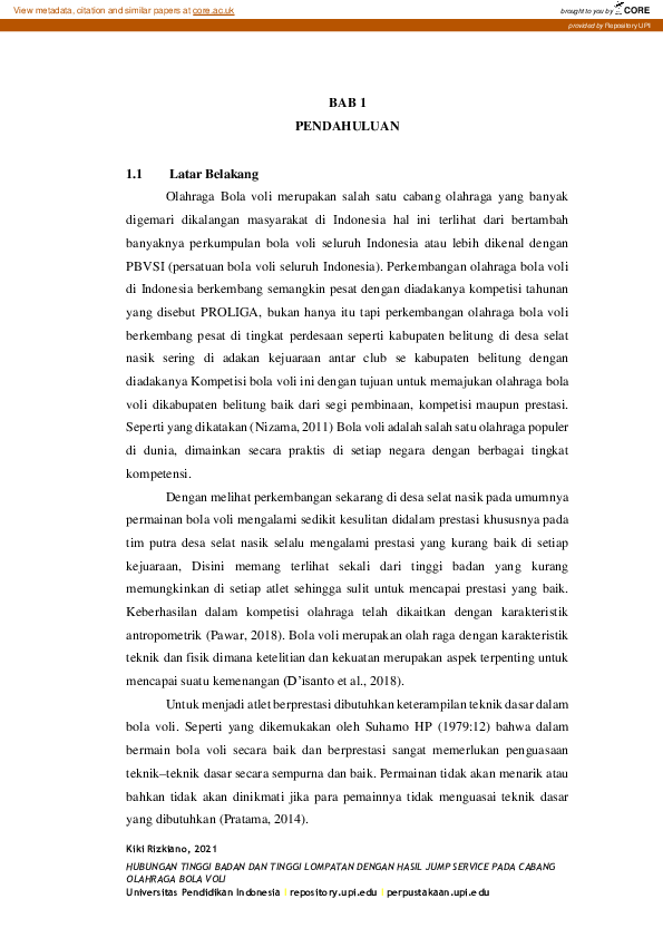 (PDF) Hubungan Tinggi Badan Dan Tinggi Lompatan Dengan Hasil Jump ...