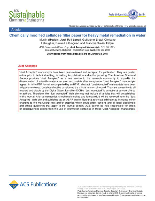 (PDF) Chemically Modified Cellulose Filter Paper for Heavy Metal ...