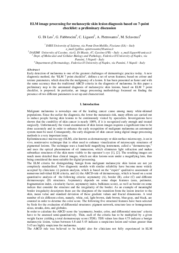 (PDF) ELM image processing for melanocytic skin lesion diagnosis based ...