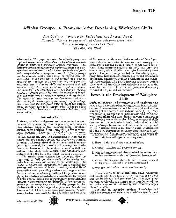 (PDF) Affinity groups: a framework for developing workplace skills