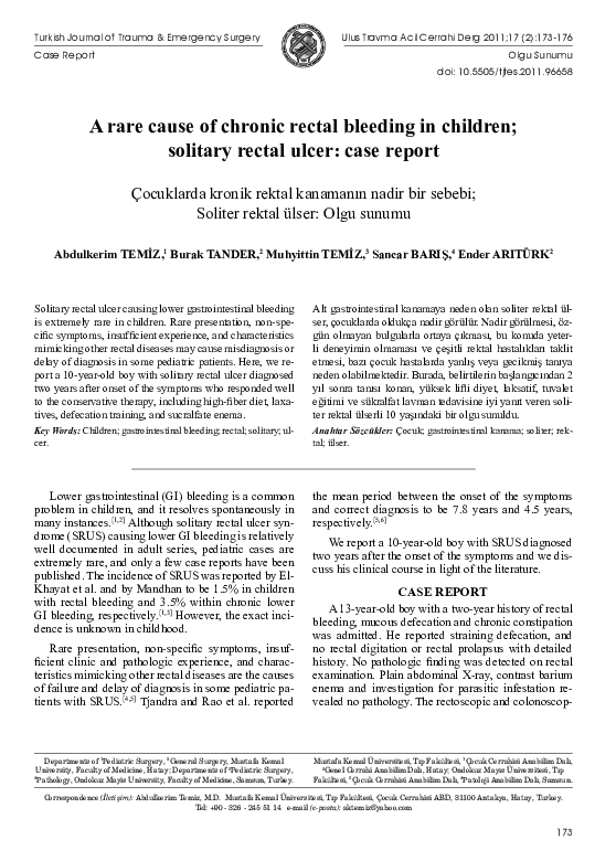 (PDF) A Rare Cause of Chronic Rectal Bleeding in Children: Solitary ...