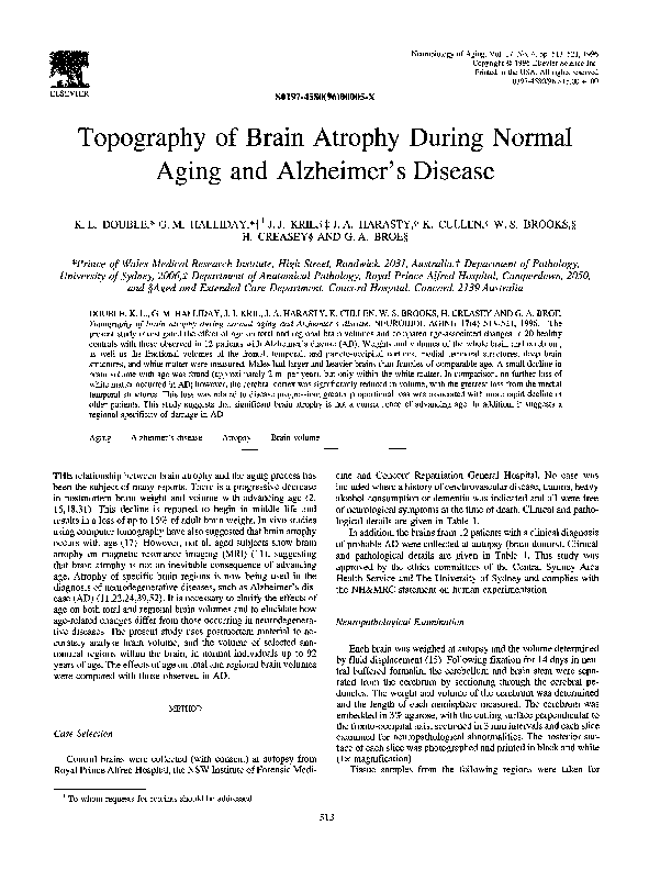 Pdf Topography Of Brain Atrophy During Normal Aging And Alzheimers Disease