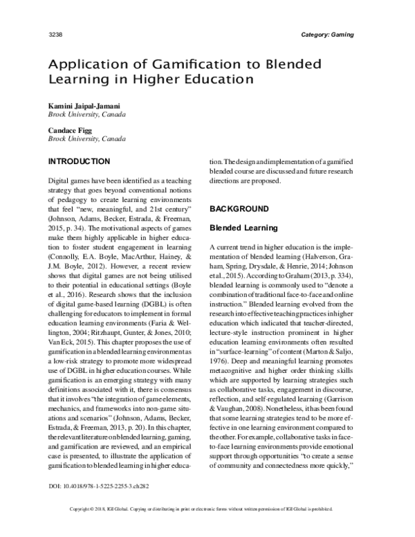 (PDF) Application of Gamification to Blended Learning in Higher Education