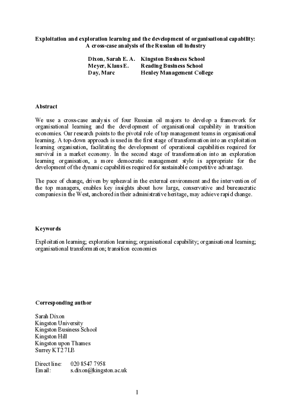 (PDF) Exploitation and exploration learning and the development of ...