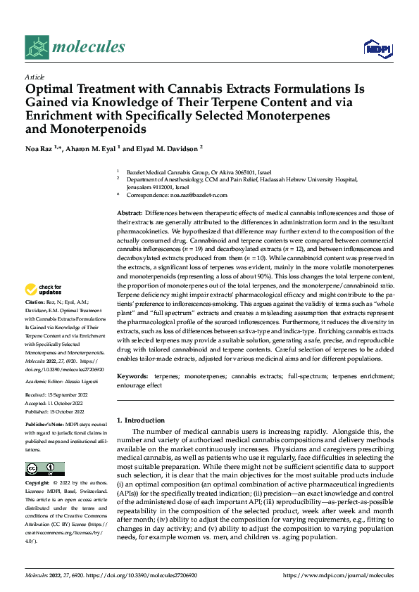 (PDF) Optimal Treatment with Cannabis Extracts Formulations Is Gained ...