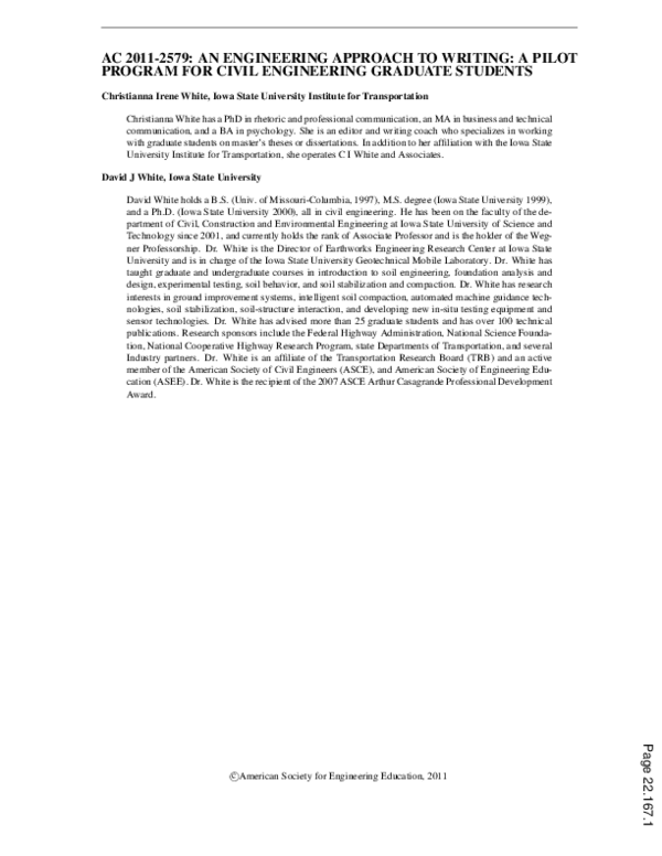 (PDF) An Engineering Approach to Writing: A Pilot Program for Civil ...