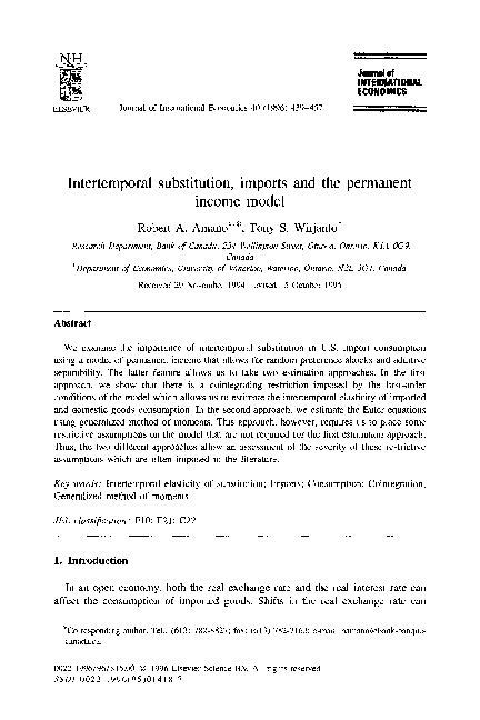 (PDF) Intertemporal substitution, imports and the permanent income ...