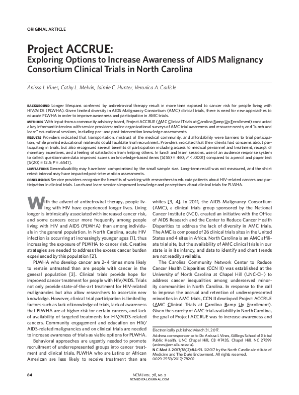 (PDF) Project ACCRUE: Exploring Options to Increase Awareness of AIDS ...