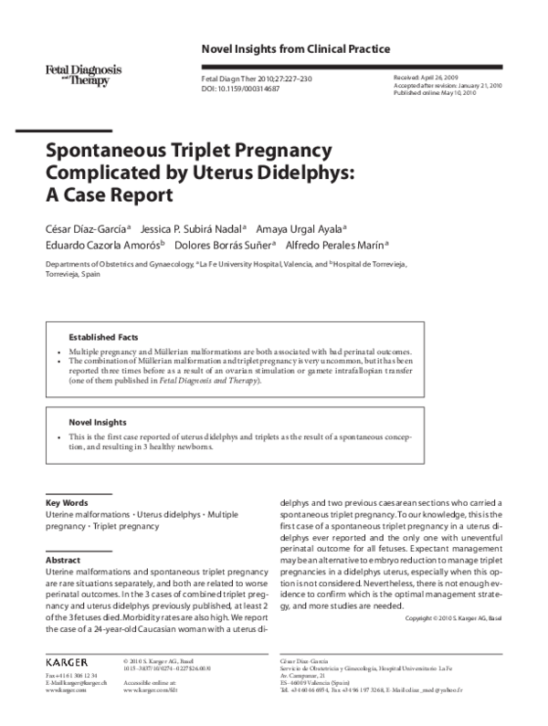 (PDF) Spontaneous Triplet Pregnancy Complicated by Uterus Didelphys: A ...