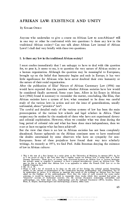 (PDF) African Law: Existence and Unity