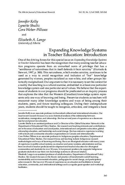 (PDF) Expanding Knowledge Systems in Teacher Education: Introduction ...