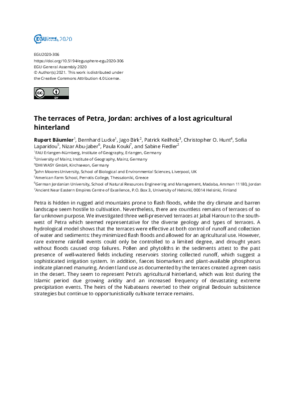 (PDF) The terraces of Petra, Jordan: archives of a lost agricultural ...