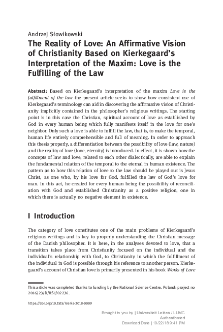 (PDF) The Reality of Love: An Affirmative Vision of Christianity Based ...