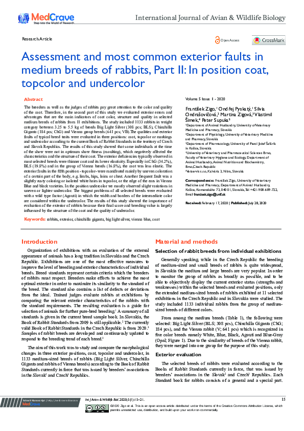 (PDF) Assessment and most common exterior faults in medium breeds of ...