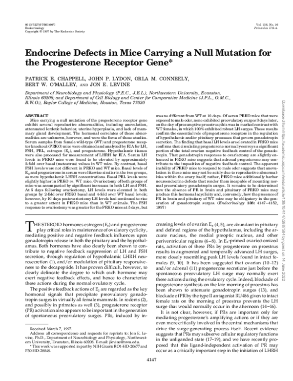 (PDF) Endocrine Defects in Mice Carrying a Null Mutation for the ...