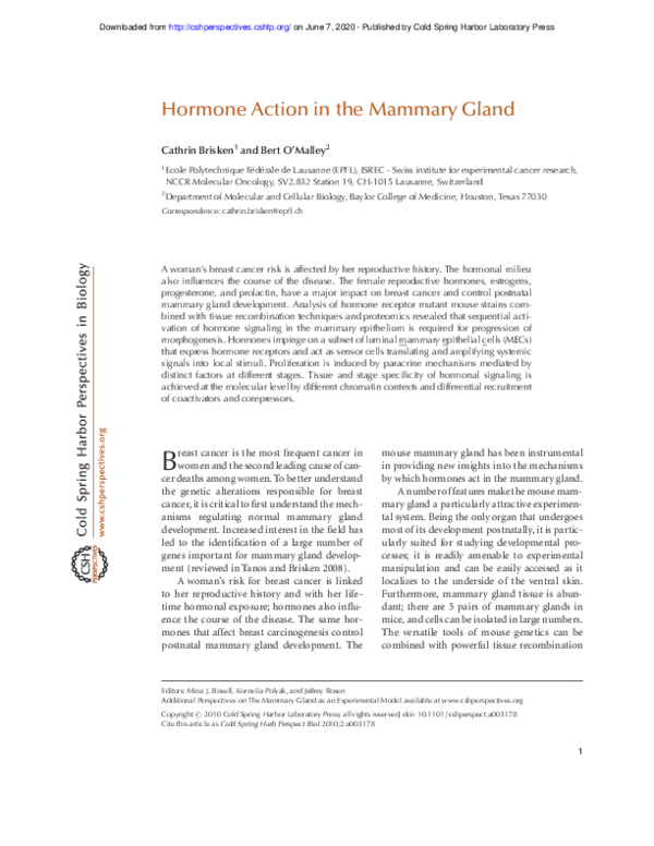 (PDF) Hormone action in the mammary gland