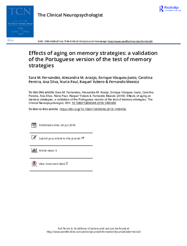Pdf Effects Of Aging On Memory Strategies A Validation Of The