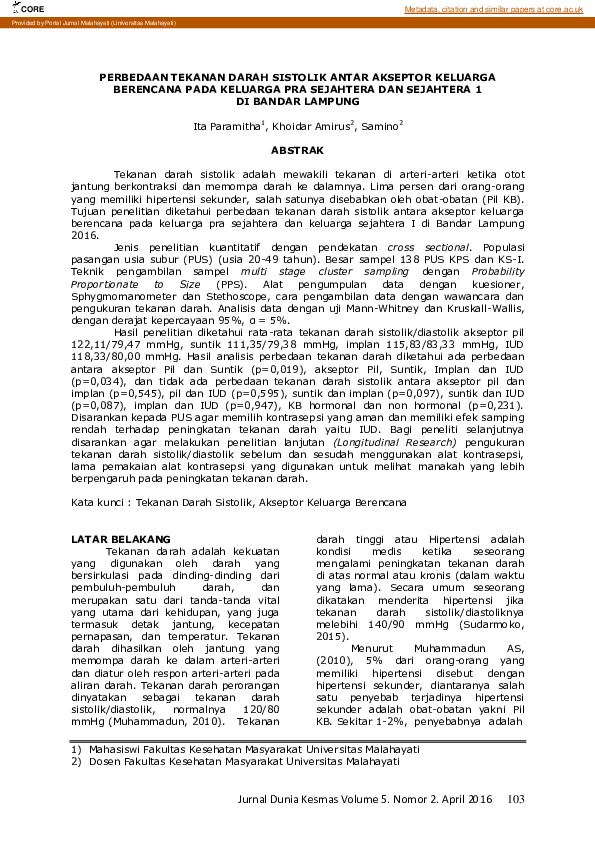 (PDF) Perbedaan Tekanan Darah Sistolik Antar Akseptor Keluarga ...