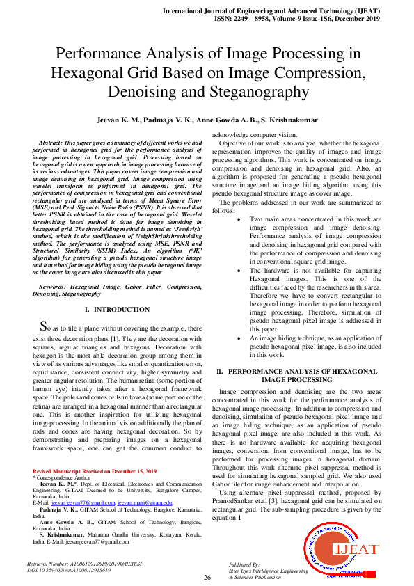 Pdf Performance Analysis Of Image Processing In Hexagonal Grid Based