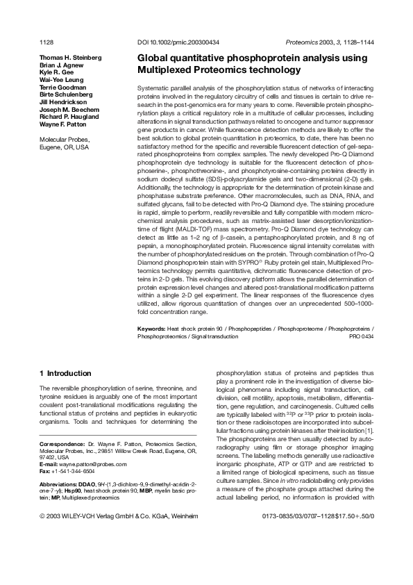 (PDF) Global quantitative phosphoprotein analysis using Multiplexed Proteomics technology