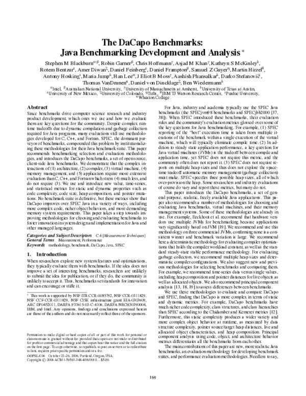 (PDF) The DaCapo benchmarks: Java benchmarking development and analysis