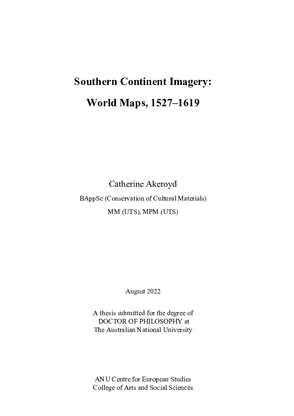 (PDF) ‘Southern Continent Imagery: World Maps, 1527–1619’