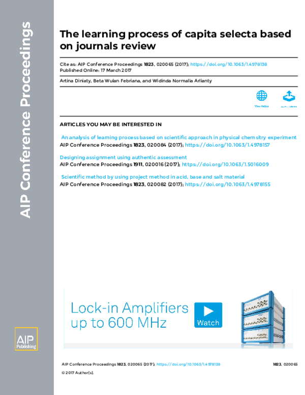 (PDF) The learning process of capita selecta based on journals review